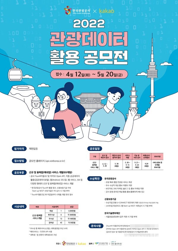 한국관광공사 X 카카오 ‘2022 관광데이터 활용 공모전 접수 4 12 ~5 20 까지